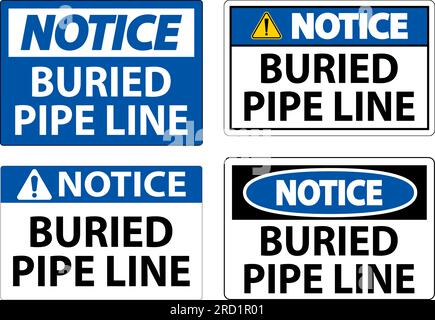 Notice Sign Buried Pipe Line On White Background Stock Vector Image ...