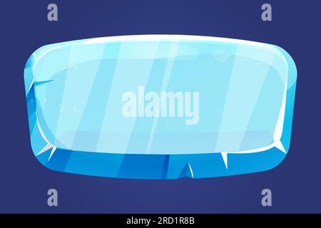 Ice button, frozen frame, level menu in cartoon style isolated on white ...