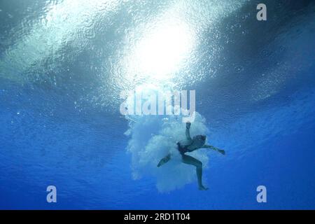 Ana Carvajal of Spain competes during the women's 10m platform diving ...