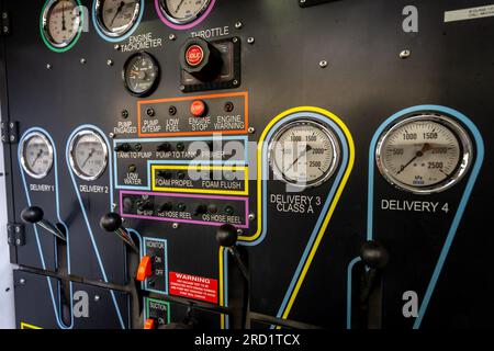Brisbane, Australia - Pressure gauge meters on a fire truck Stock Photo ...