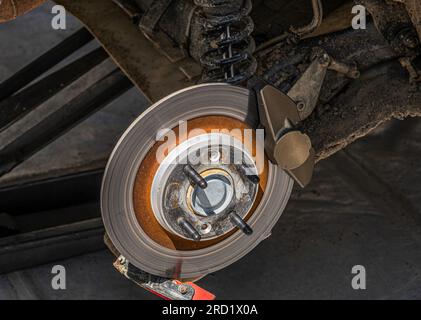 Rally race car brake system detail close up Stock Photo - Alamy