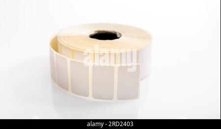Barcode sticker roll for product price isolated on white background ...