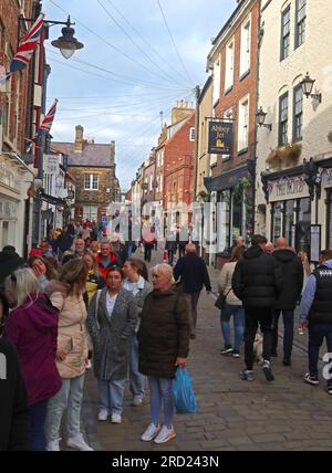 Crowded busy shopping street Whitby, North Yorkshire, England, UK Stock ...