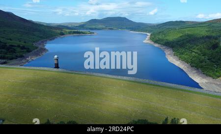 Drone photo of Llyn Celyn, reservoir created in 1965 by controversial ...