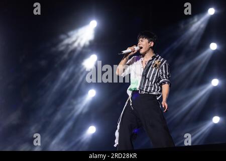 Chinese pop singer Jason Zhang attends an activity in Beijing, China ...