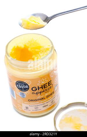 Spoon of Ghee butter isolated on white Stock Photo - Alamy