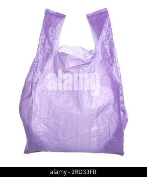 One purple plastic bag isolated on white Stock Photo - Alamy