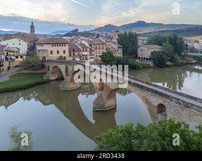 Early morning iew of the Entrance to Puente la Reina, Spain Stock Photo ...