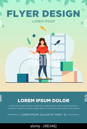 Circus artist juggling balls while balancing on a rope, showing ...