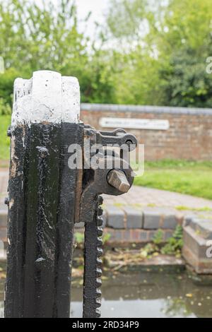 Canal lock sluice gate operating gear Stock Photo - Alamy