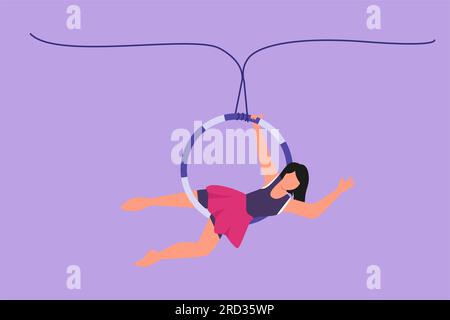 Cartoon flat style drawing acrobat juggling small dumbbells. Hand ...
