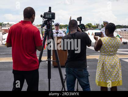 230628-N-CJ603- NASSAU, The Bahamas (June 28, 2023) Sailors man the ...