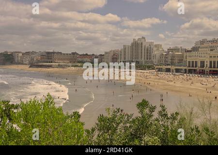 Biarritz, France, July, 2023 Ó La Grande PlageÓ beach, Biarritz ...
