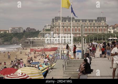Biarritz, France, July, 2023 Ó La Grande PlageÓ beach, Biarritz - view ...