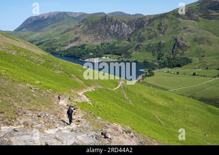 Walkers on Scarth Gap, Overlooking Buttermere, Lake District National ...