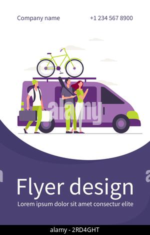 Group of active tourists gathering at vehicle Stock Vector Image & Art ...
