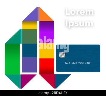 A generic mock credit card is seen bursting through torn paper ...