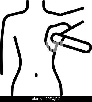 Armpit waxing outline icon. Female underarm hair removal procedure. Depilation with natural hot ...