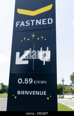 Fastned logo at electric vehicle charging station Stock Photo - Alamy