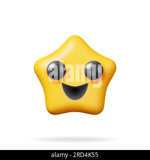 3D Yellow Excited Starry Eyed Emoticon Stock Vector Image & Art - Alamy