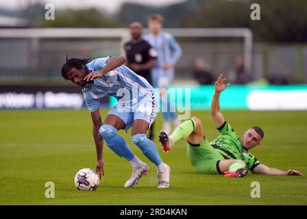 Coventry City's Justin Obikwu in action during the pre-season friendly ...