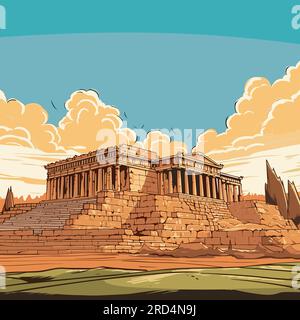 Acropolis. Acropolis hand-drawn comic illustration. Vector doodle style ...