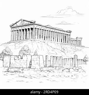 Acropolis. Acropolis hand-drawn comic illustration. Vector doodle style ...
