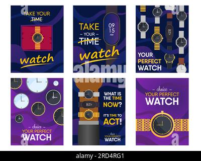 Promotion flyers design with watches vector illustration Stock Vector ...