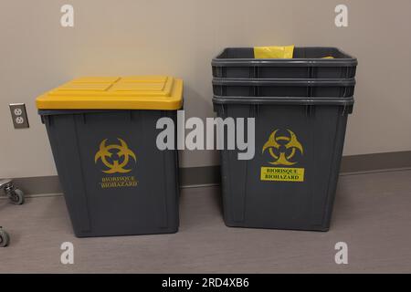 Sharps and medical waste disposal containers Stock Photo - Alamy