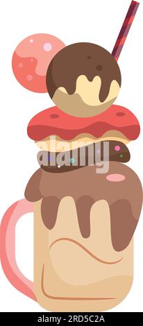 Ice Cream Shake Colored Cartoon Illustration Stock Vector Image & Art ...