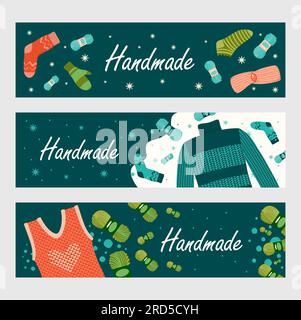 Knitted handmade clothes banners set Stock Vector Image & Art - Alamy