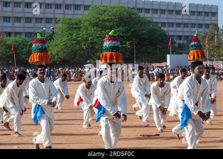 Karagattam Karagam dancers performing during Police Public sports ...