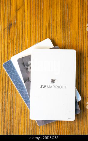 JW Marriott hotel key card and Marriott Bonwoy folder Stock Photo - Alamy