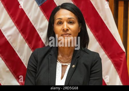Tania Kinsella attends a public safety announcement by Mayor Eric Adams ...