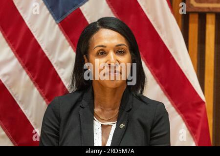Tania Kinsella attends a public safety announcement by Mayor Eric Adams ...