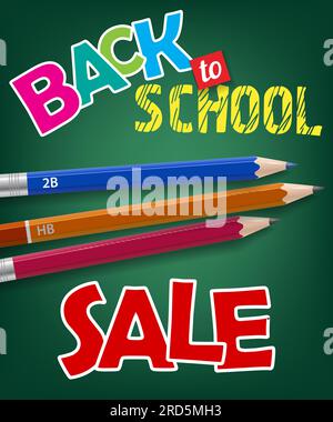 Back to School Sale Design with Graphite Pencil, Eraser and Typography ...