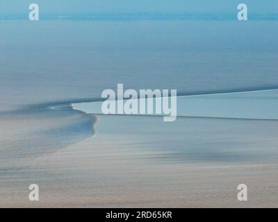 Aerial photo shows rare three-stream tidal bores converging along ...