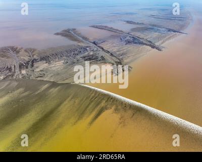 Aerial photo shows rare three-stream tidal bores converging along ...