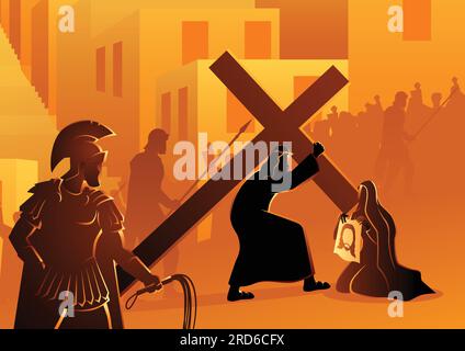 Biblical vector illustration series. Way of the Cross or Stations of ...