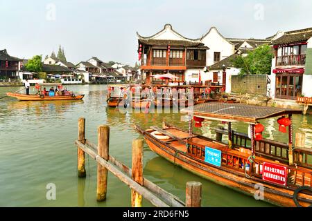 China - October 28, 2019: Zhujiajiao is an ancient town located in the ...
