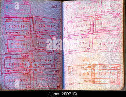 Ukrainian border stamps in the passport Stock Photo - Alamy