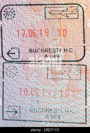 Russian passport stamped on border crossing Stock Photo - Alamy