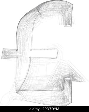 Hand drawn Pound sterling symbol icon in sticker style vector ...