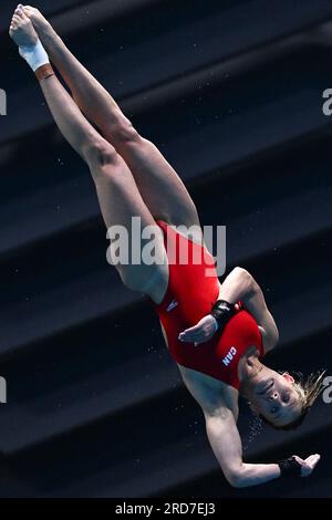 Caeli McKay, of Canada, competes during the women's 10m platform final ...