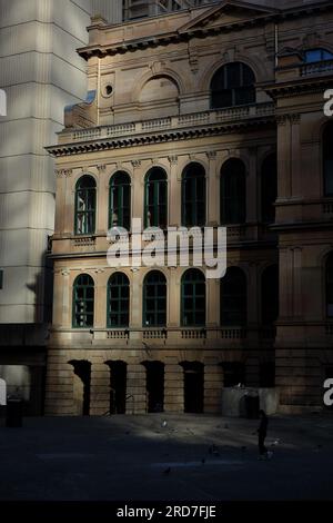Sydney Town Hall Southern facade, enclosed balcony windows, columns ...