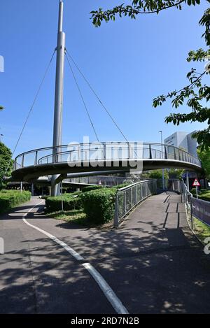 A circular footbridge at The Mall shopping centre, Cribbs Causeway ...