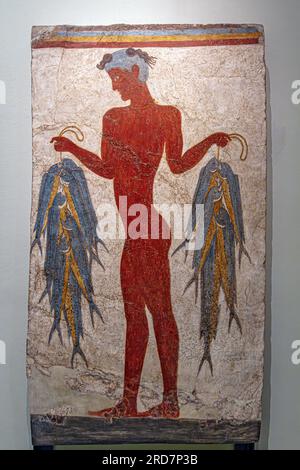 Minoan fresco. Akrotiri, Island of Thera (Santorini). House of Ladies ...