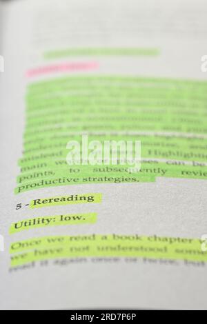 Wrong technique to use highlighting technique to study Stock Photo - Alamy