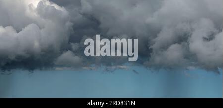 Menacing layers of cloud forming a straight line with strip of clear ...