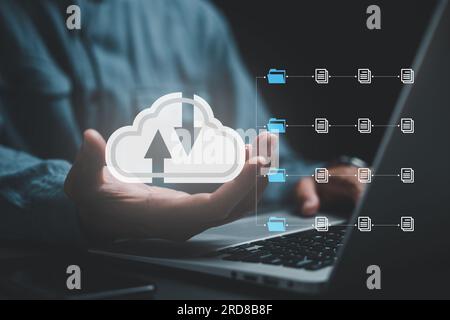 Virtual screen displaying folder icon and automation software Stock ...